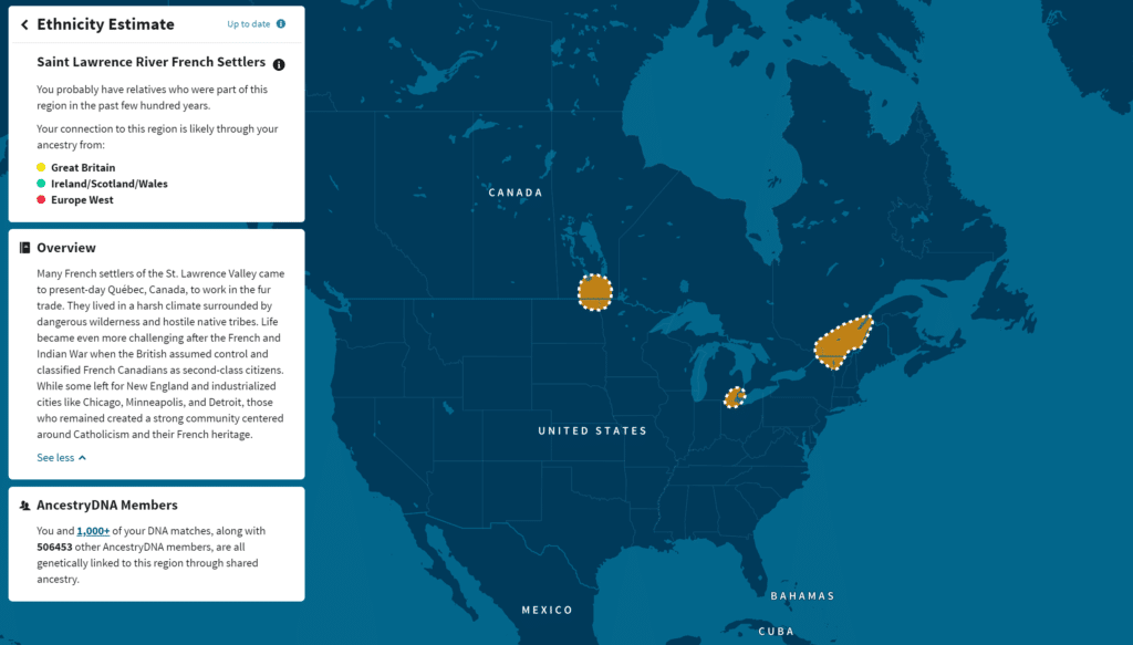 Example DNA Results from 23andMe, Ancestry, MyHeritage and FTDNA
