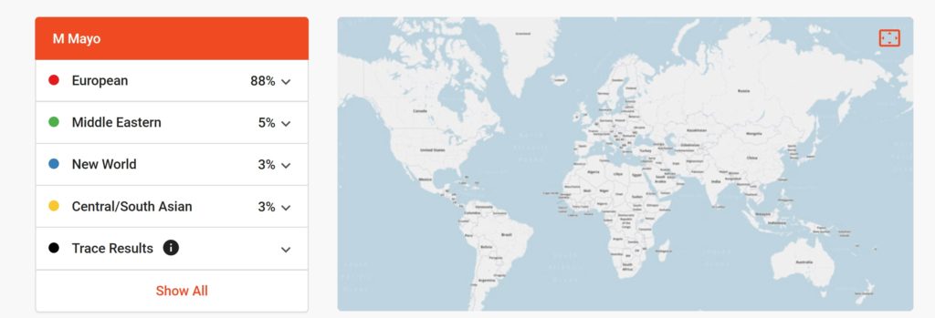 Example DNA Results from 23andMe, Ancestry, MyHeritage and FTDNA