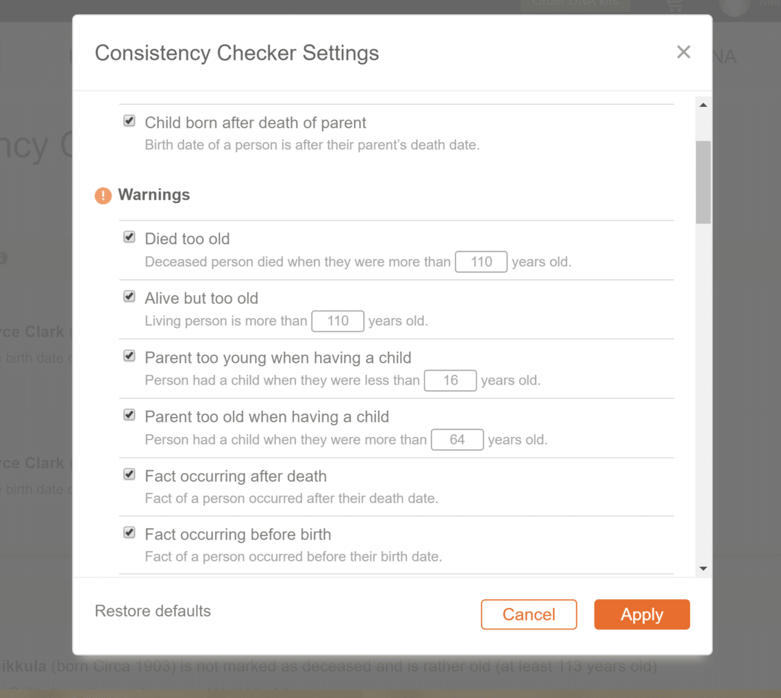 Consistency Checker: How to Run an Error Report on Your Family Tree