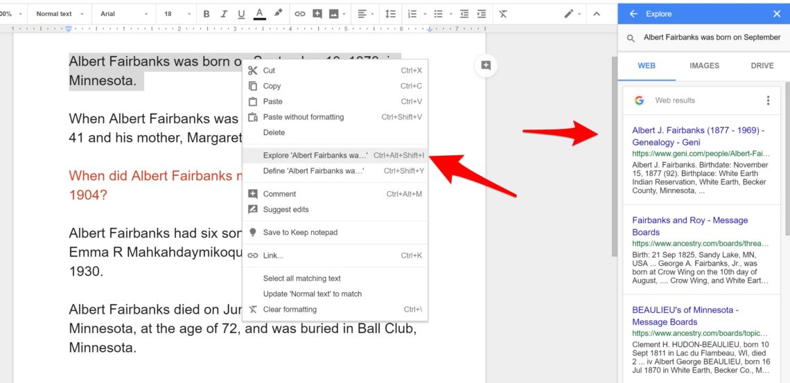 How Explore from Google Docs Can Help You Research Your Ancestors